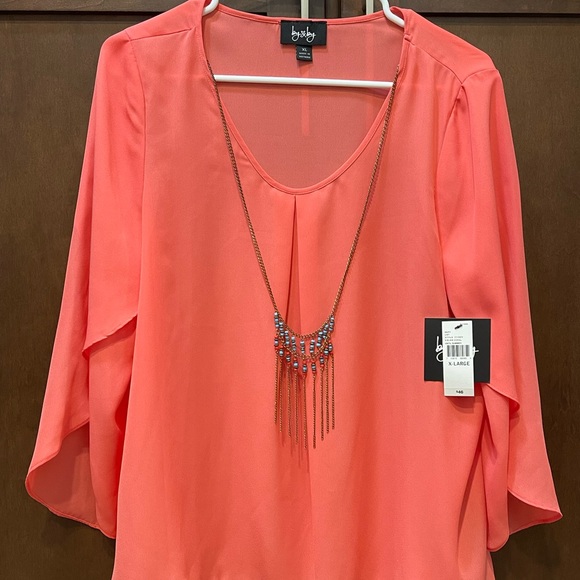 by & by | Tops | New Open Flare Arms Dress Shirt Peach Color With A ...